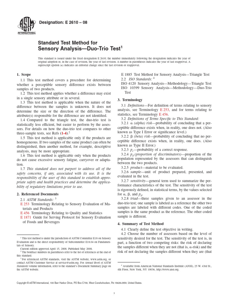 Astm E2610 - 08 | PDF | Sensitivity And Specificity | Sampling (Statistics)