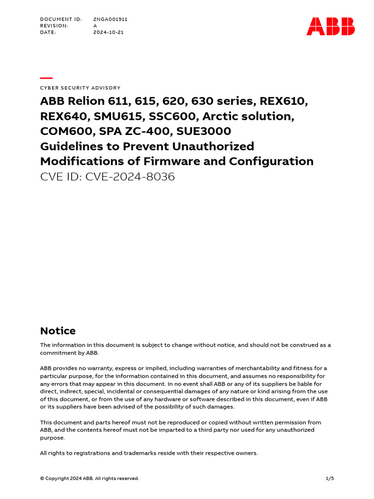 2NGA001911 Guidelines To Prevent Unauthorized Modifications of Firmware ...