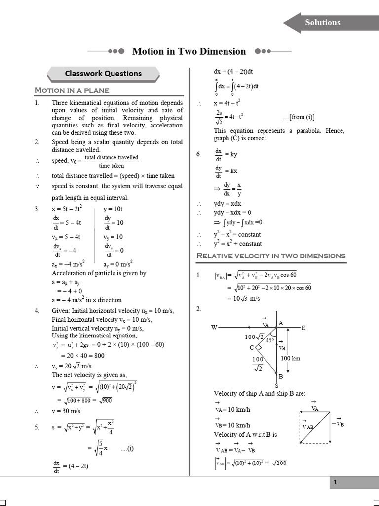 04 Motion in Two Dimension - 640b46a0c1e01 | PDF | Velocity | Speed