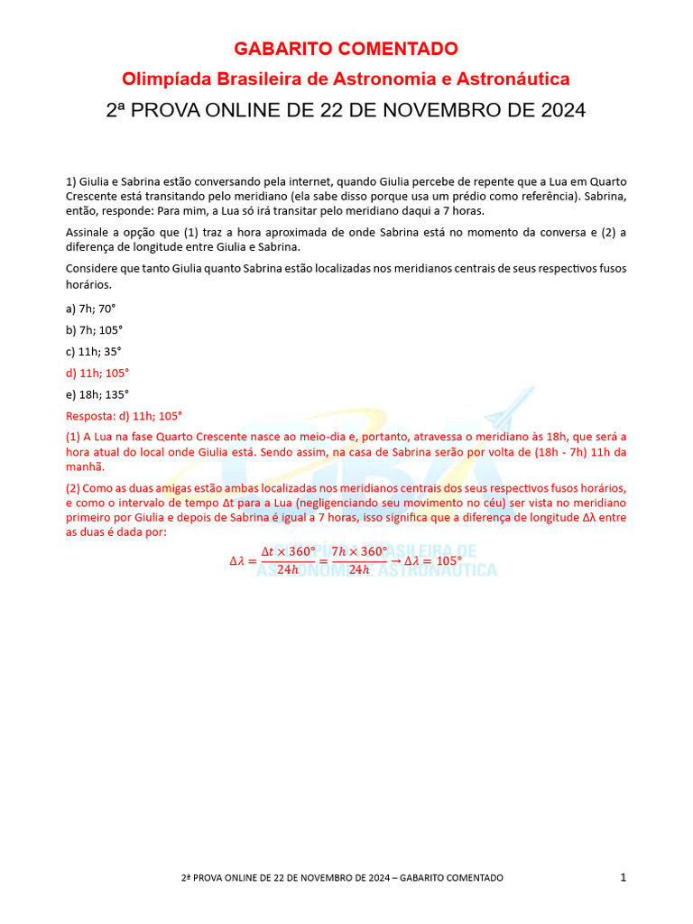 P2 22nov24 (Gabarito Comentado) - Compressed | PDF | Ano | Supernova