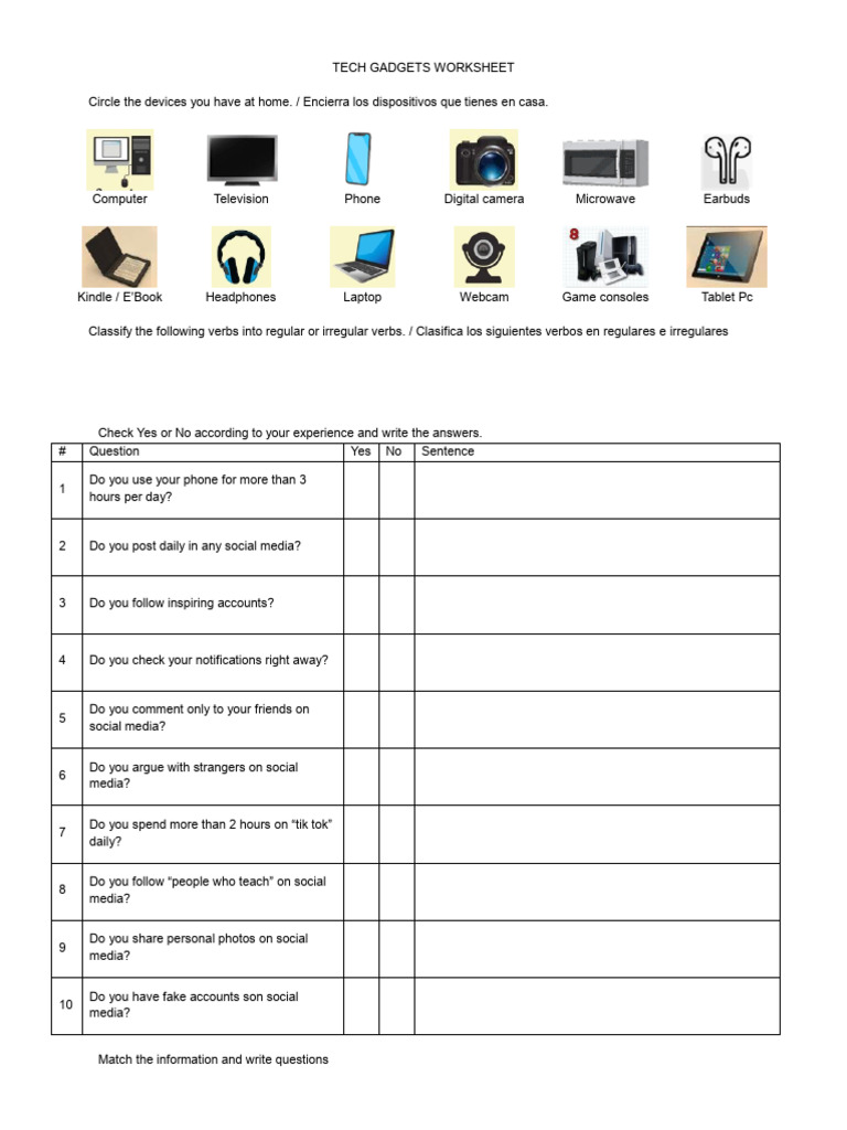 Gadgets Worksheet | PDF