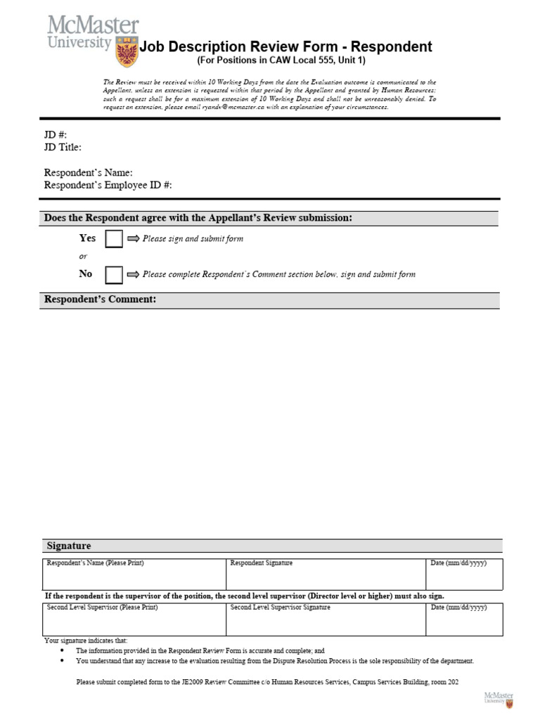 Job Desc Review Form Ref | PDF
