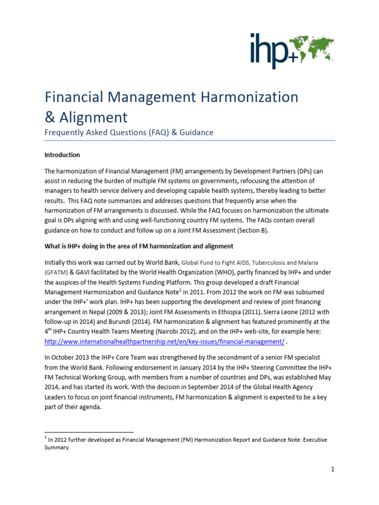 Financial Management Harmonization and Alignment FAQ and Guidance | PDF | Audit | Internal Control
