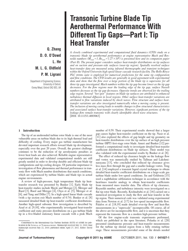 2011-Transonic Turbine Blade Tip Aerothermal Performance With Different ...