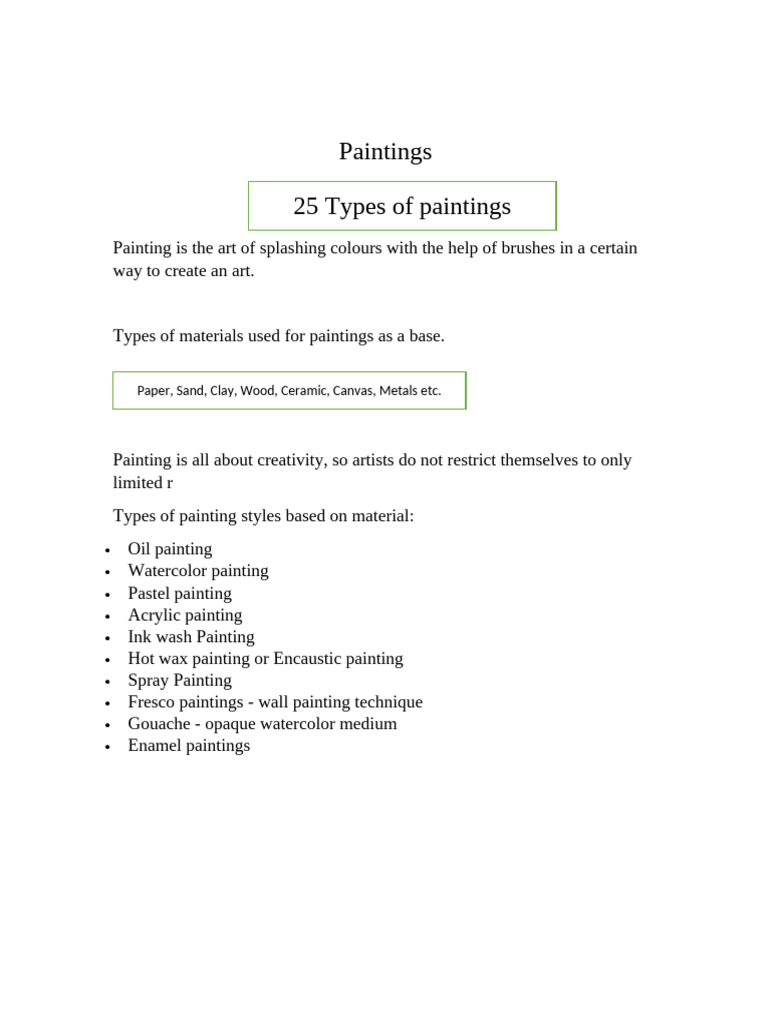 Types Of Paintings (2) | PDF | Paintings | Modern Art