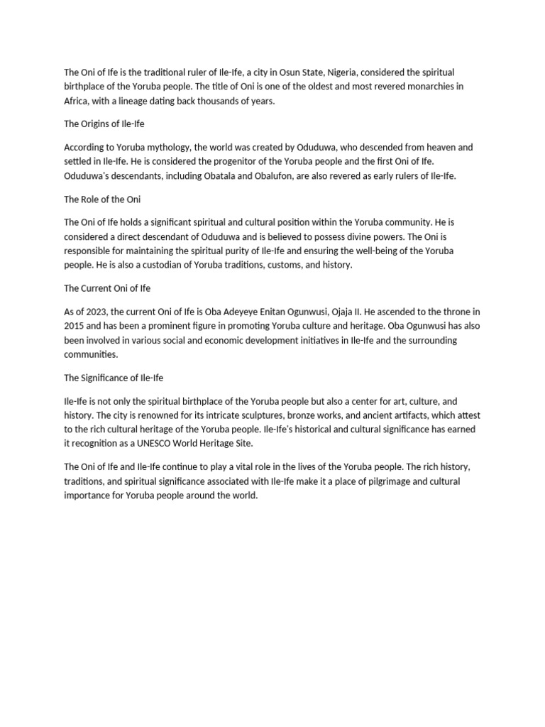 The Oni of Ife-WPS Office | PDF