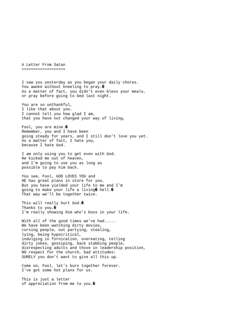A Letter From Satan | PDF