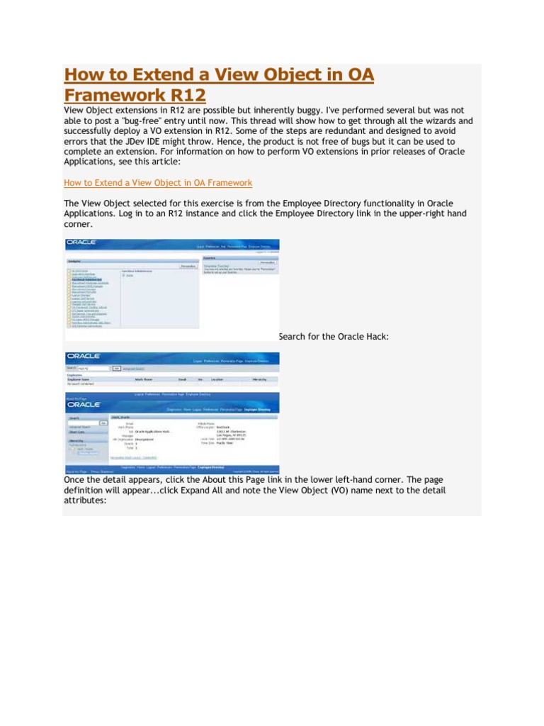 How To Extend A View Object in OA Framework R12 | PDF | Software | Areas Of Computer Science