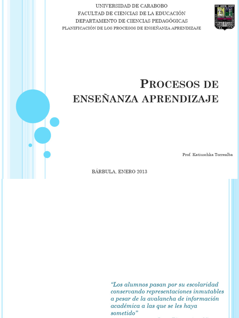 Procesos Enseñanza y Aprendizaje | PDF | Enseñando | Aprendizaje