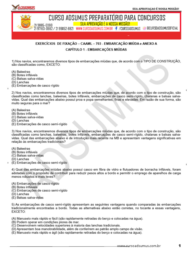 Embarcações Miúdas: Questões e Respostas | PDF | Motores | Hélice