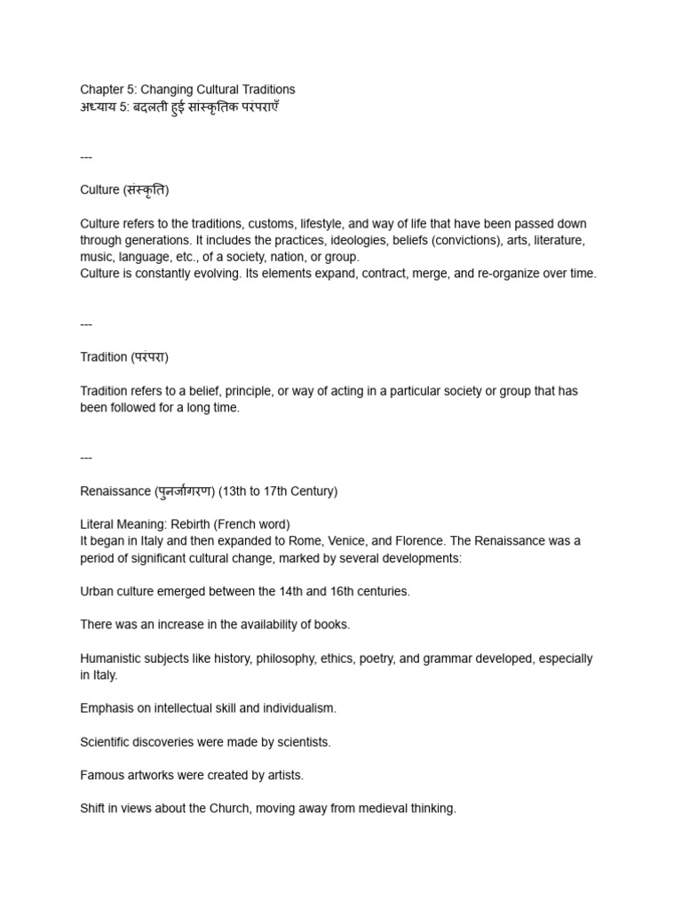 CH.5 English - Changing Cultural Traditions | PDF | Renaissance | Humanism