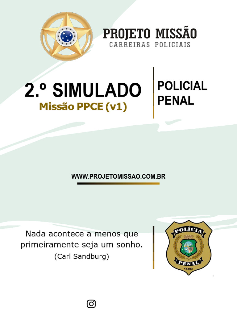 02-Simulado - Missao - Ppce - V2 - Policial - Penal | PDF | Euro | Europa