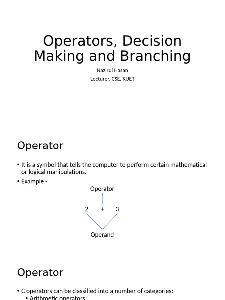 Operators Decision Making And Branching Pdf Computing Computer Programming