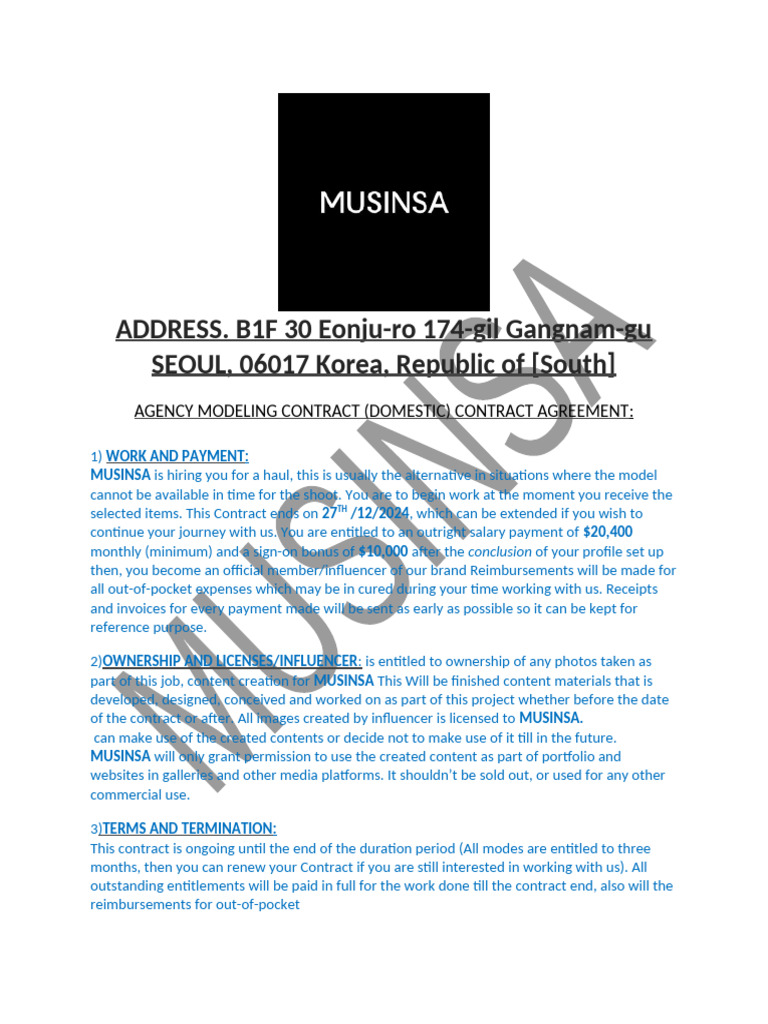 MUSINSA MANAGEMENT. | PDF | Private Law | Business