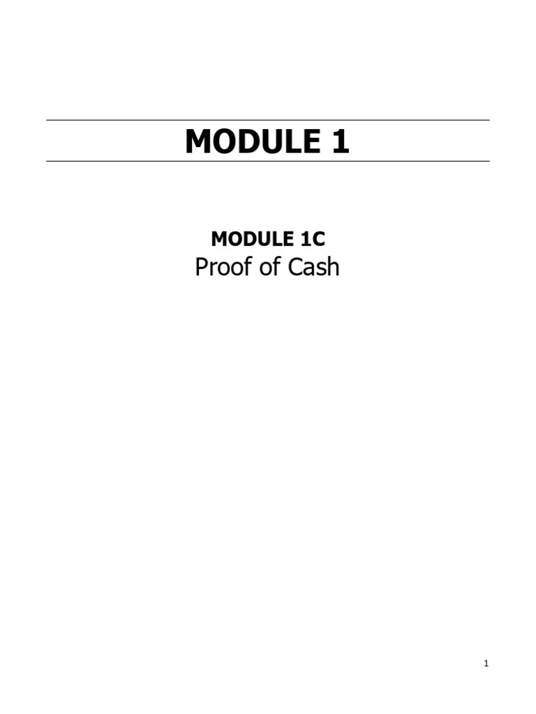 MODULE 1C Proof of Cash Students | PDF | Debits And Credits | Cheque