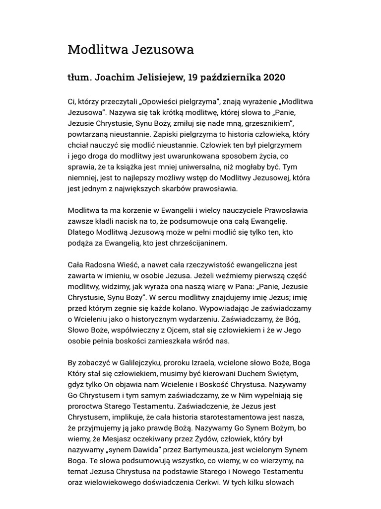 Art. BLOOM, Metropolita Antoni - Modlitwa Jezusowa | PDF