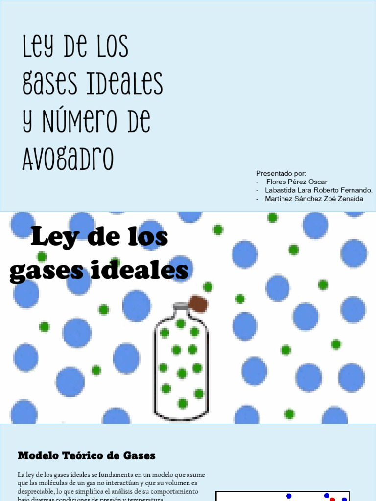 Ley de Gases Ideales y Avogadro | PDF | Gases | Mole (Unidad)