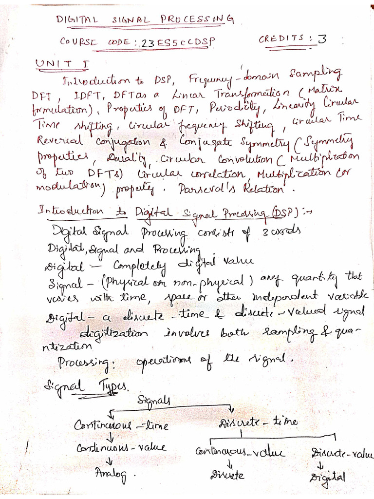 DSP - Unit 1 & 2-3 | PDF