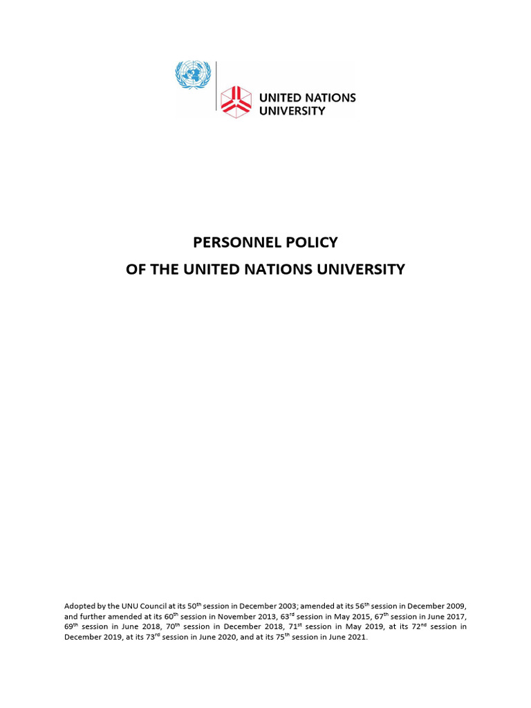 Personnel Policy of The UN University - June-2021 | PDF | Mediation ...