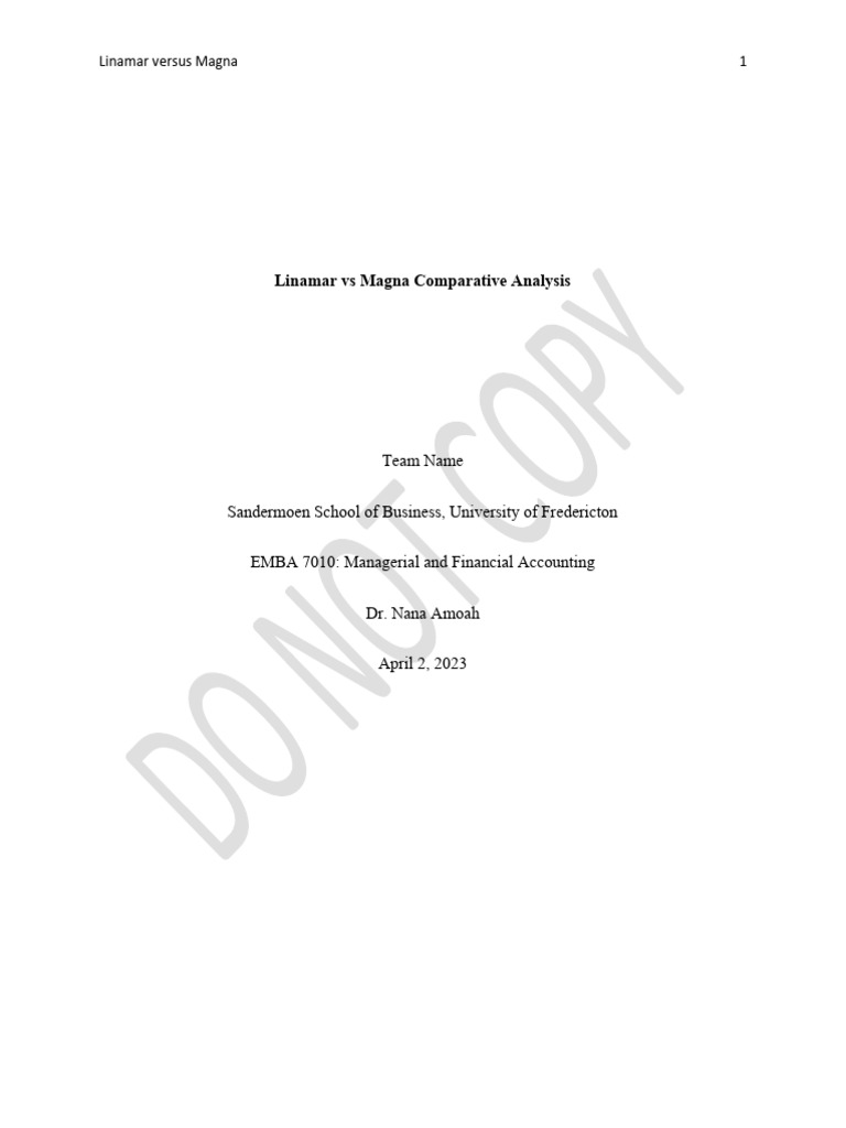 Linamar Vs Magna Comparative Analysis Final PDF | PDF | Return On Equity | Debt
