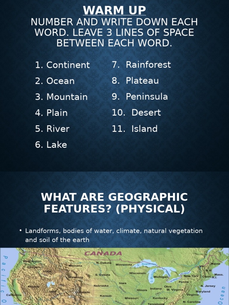 1-1 Thursday - Physical Features and Geographic Barriers | PDF