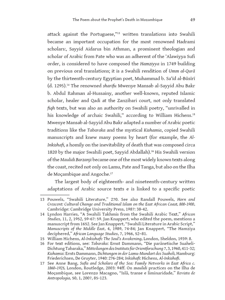 Swahili Poetry and Islamic Scholarship | PDF | Poetry | Abrahamic Religions
