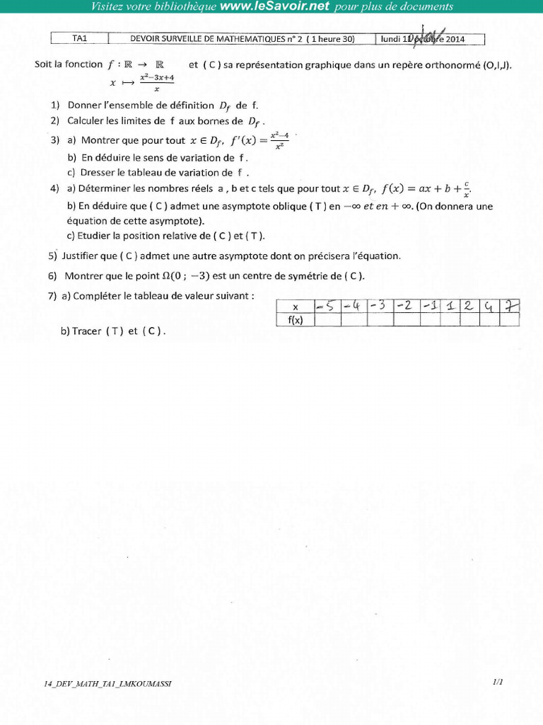 14 Dev Math Ta1 Lmkoumassi | PDF