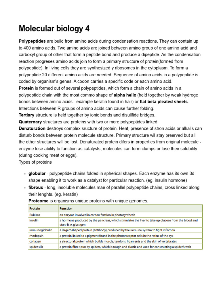 Molecular Biology 4 | PDF