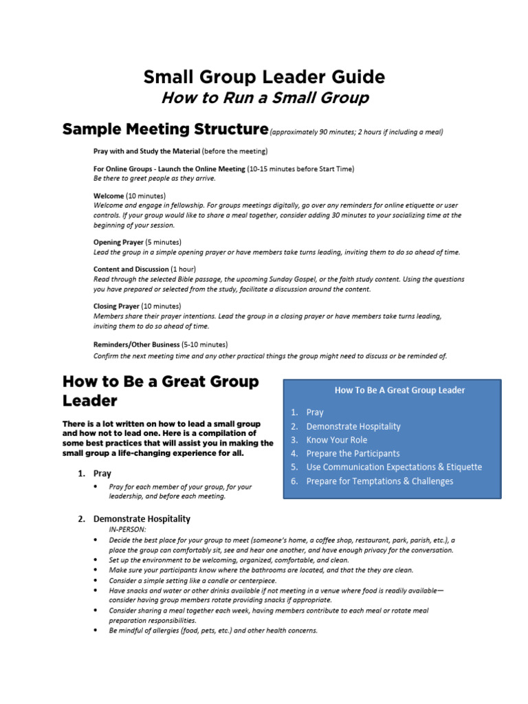 Small Group Leader Best Practices Guide | PDF
