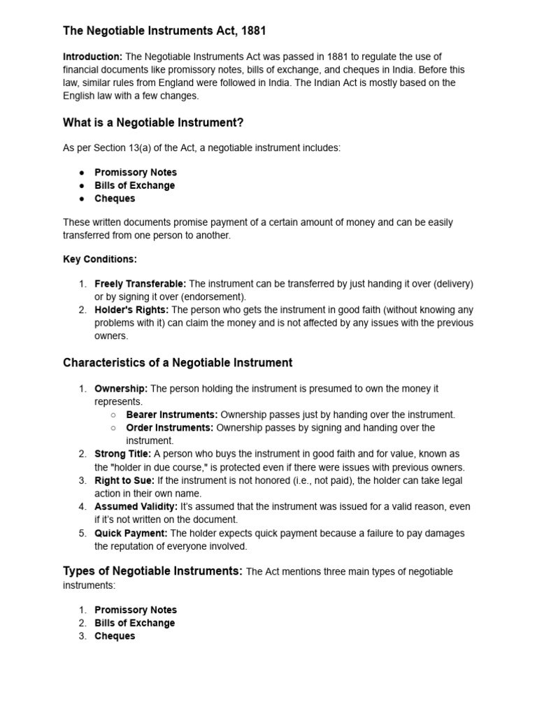 NI Act | PDF | Negotiable Instrument | Cheque