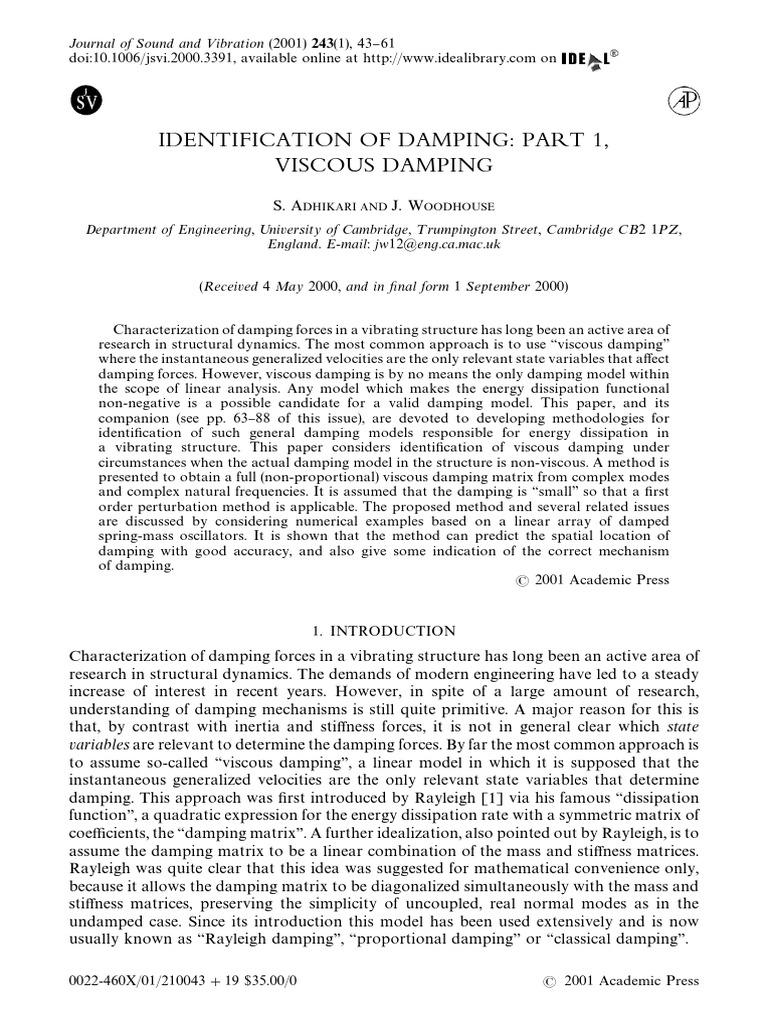 Viscous Damping Identification | PDF | Mechanics