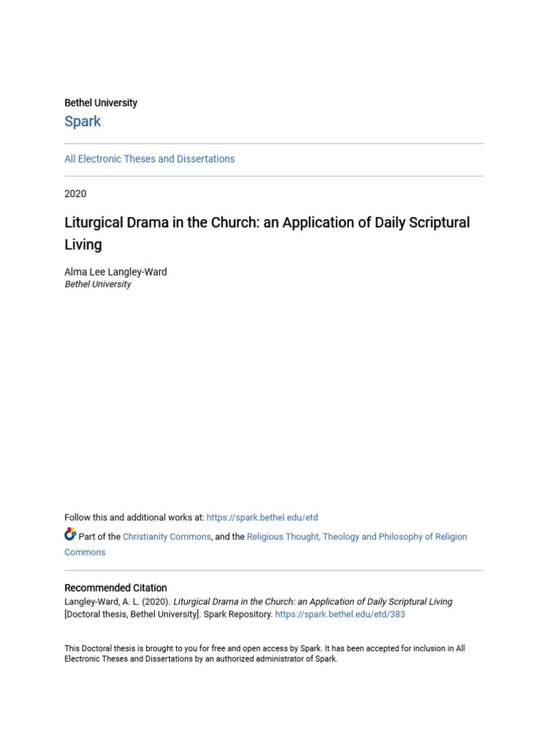 Liturgical Drama in The Church - An Application of Daily Scriptura ...