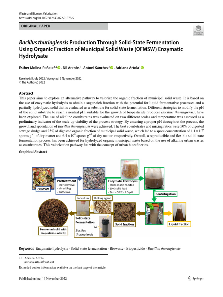 Bacillus Thuringiensis | PDF | Compost | Anaerobic Digestion