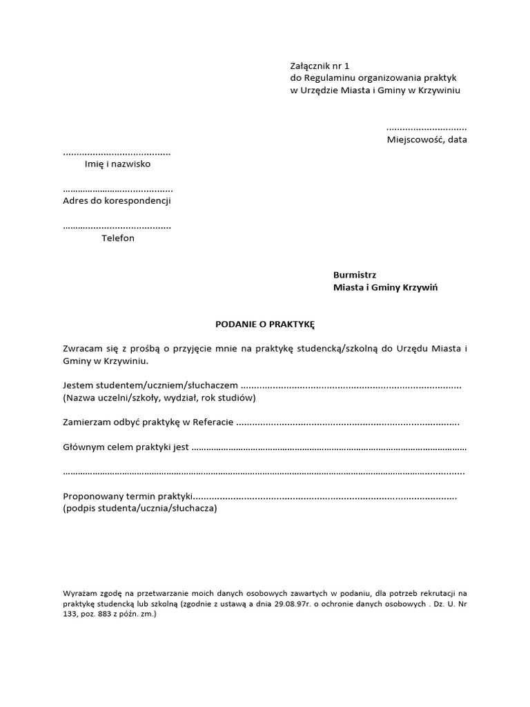 Podanie o Praktyke | PDF