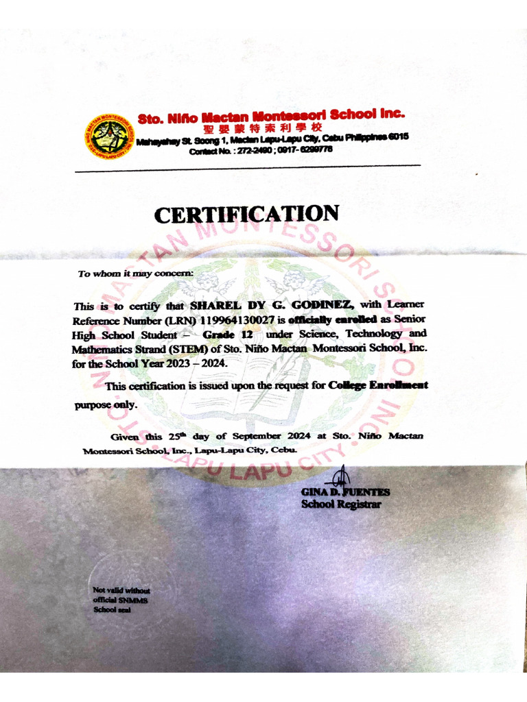 Certificate of Enrollment | PDF