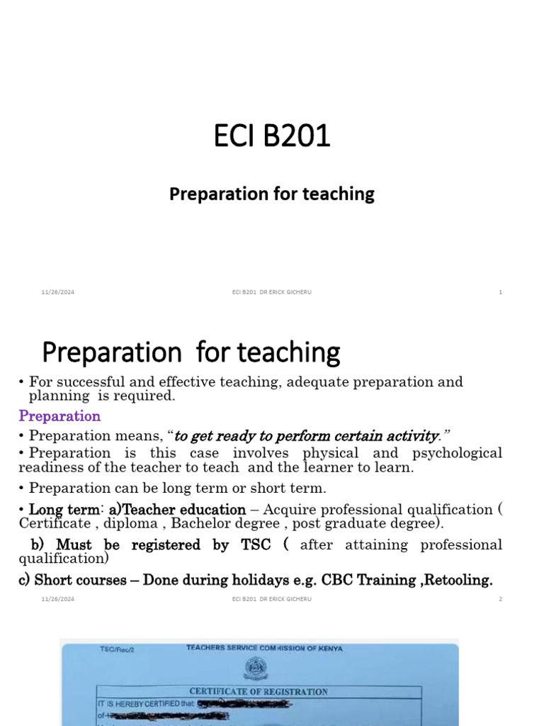 ECI B201 Preparation For Teaching UPDtd | PDF | Bible | Curriculum