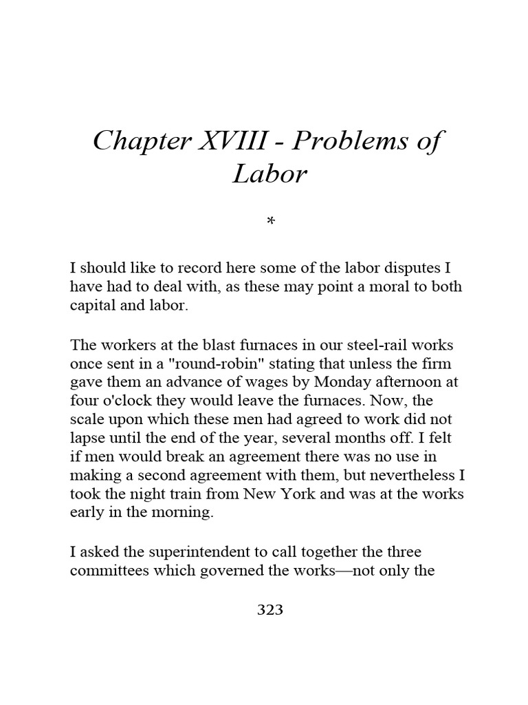 Autobiography of Andrew Carnegie - (Chapter XVIII Problems of Labor) | PDF