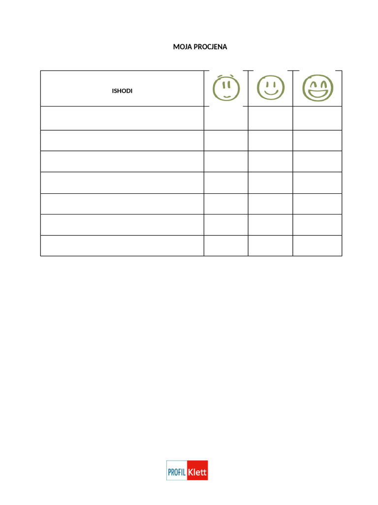 Tablice Za Formativno Vrednovanje - 1. Verzija | PDF
