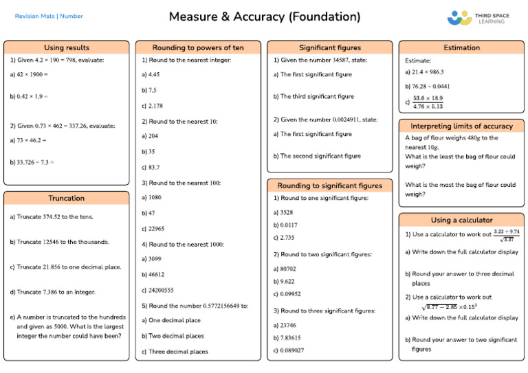 Measure & Accuracy (Foundation) | PDF | Significant Figures | Rounding