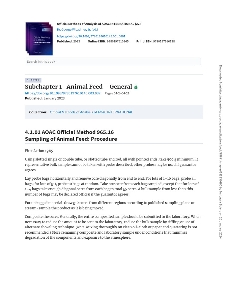 AOAC Official Methods for Animal Feed | PDF | Calibration | Distillation