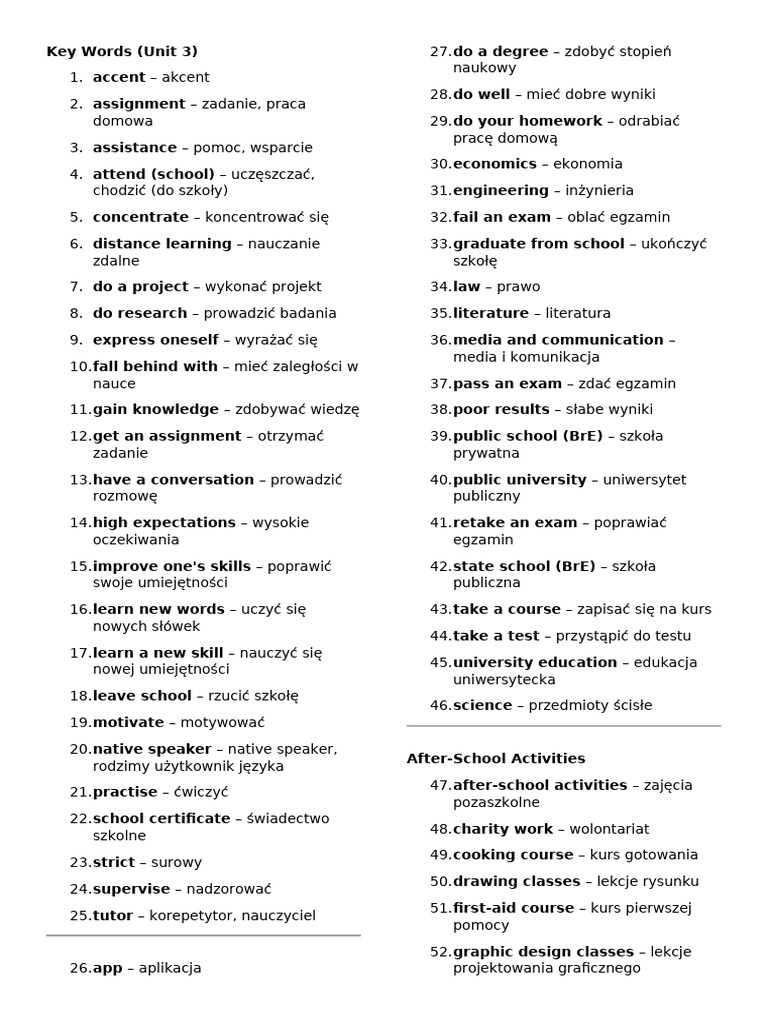 Unit 3 Vocabulary | PDF