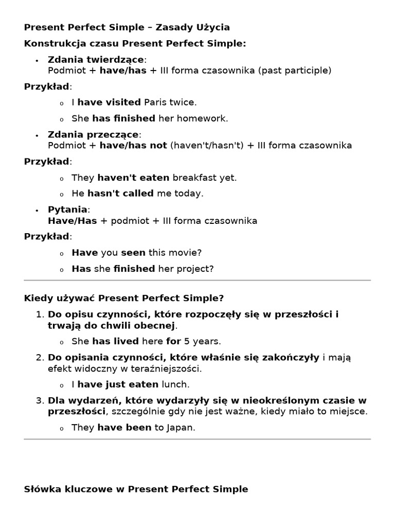 Unit 3 Grammar Present Perfect | PDF