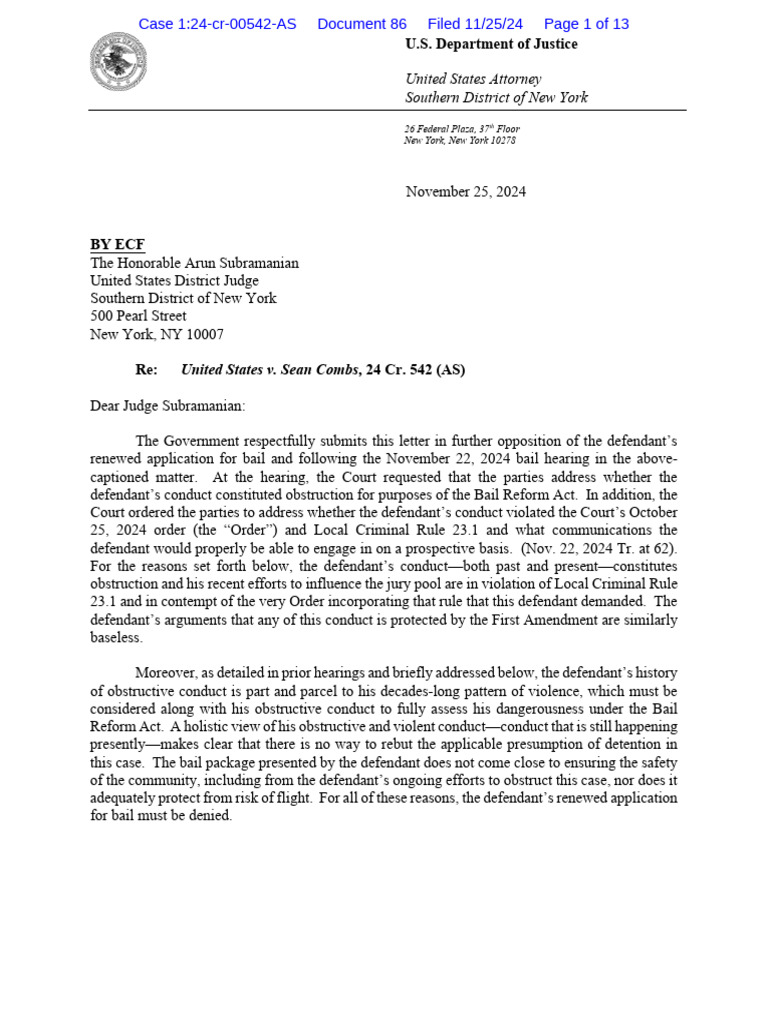 Prosecution Slavik Opposition Letter | PDF | Obstruction Of Justice | Bail