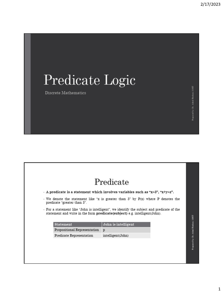 Predicates | PDF | Mathematical Logic | Logic Predicates | PDF | Mathematical Logic | Logic