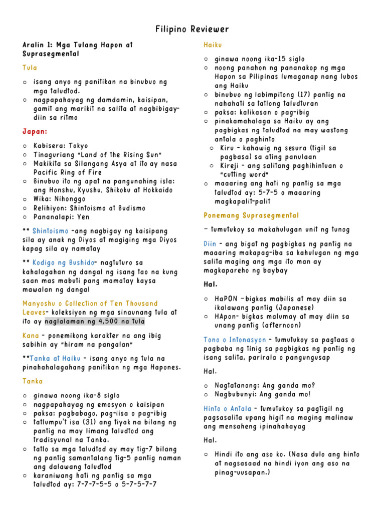 Filipino Q2 Reviewer | PDF