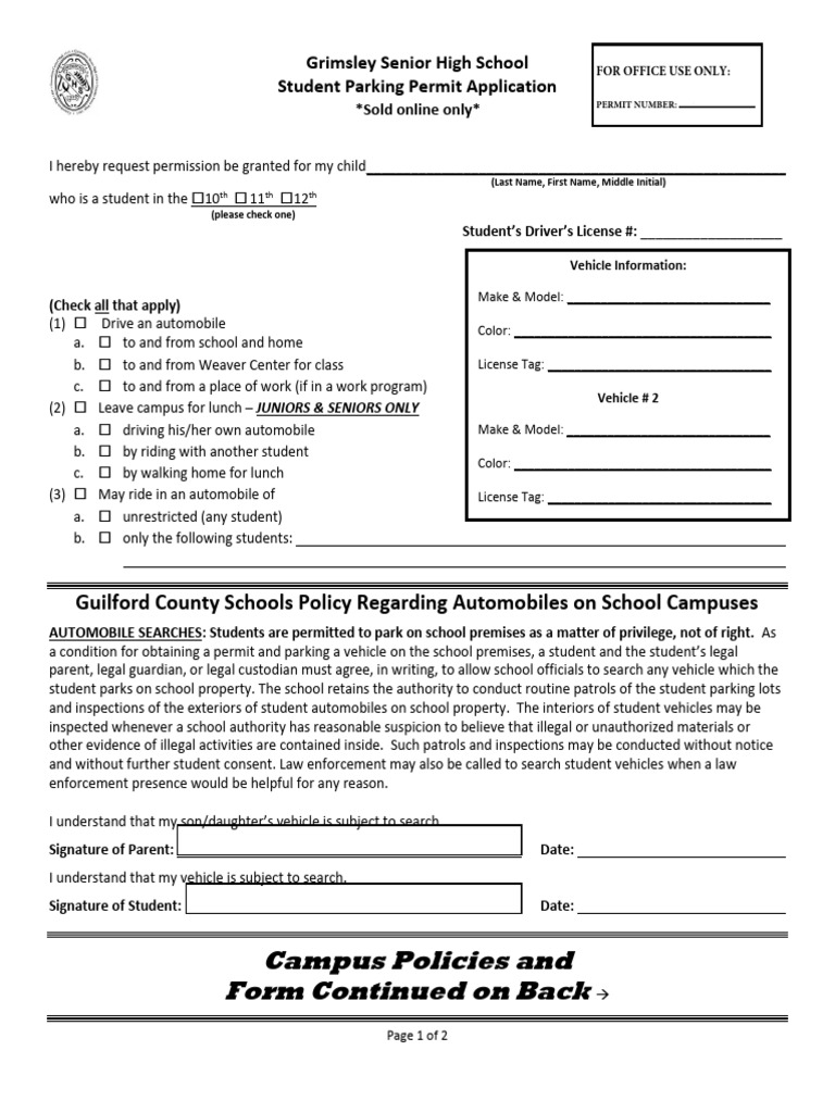Fillable Parking Permit Application | PDF | Parking | Driver's License