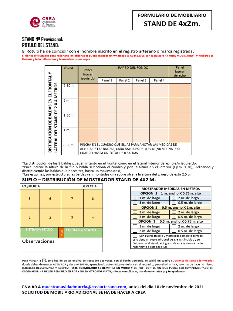 Mobiliario Stands de 4X2 M 8 Metros Cuadrados 2021 | PDF | Vehículo de ...