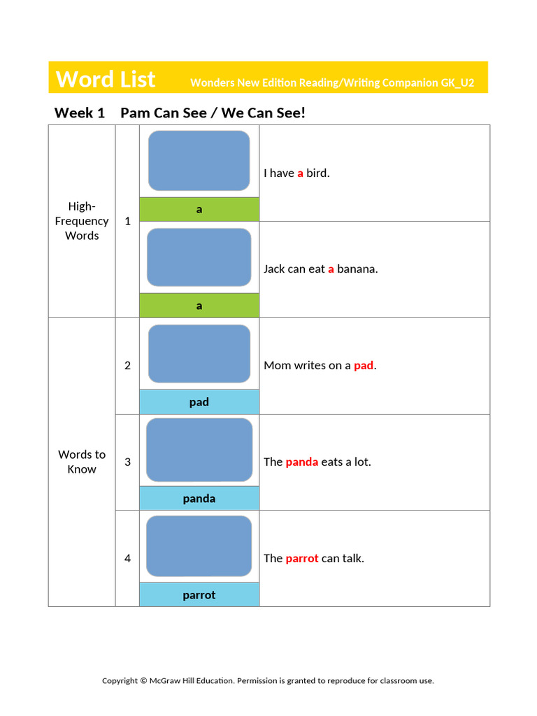 Unit 2 Week 1 Word List (English) | PDF