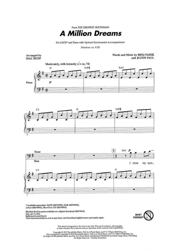 A Million Dreams SATB | PDF