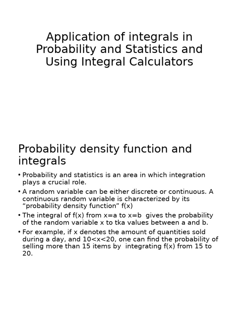 2024 Lecture3 Integrals | PDF | Random Variable | Probability Distribution